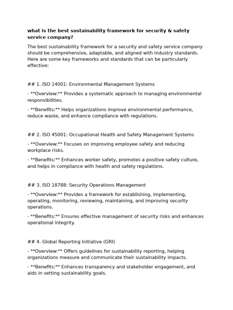 What Is The Best Sustainability Framework For Security | PDF ...