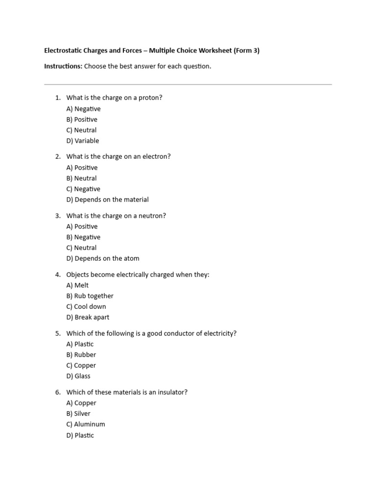 Electrostatic Charges and Forces | PDF | Electric Charge | Electricity