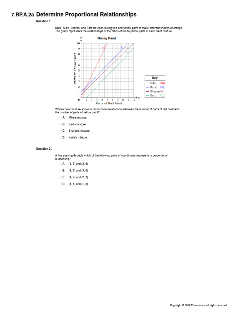 7.RP.A2a - Determine Proportional Relationships | PDF | Ratio | All ...