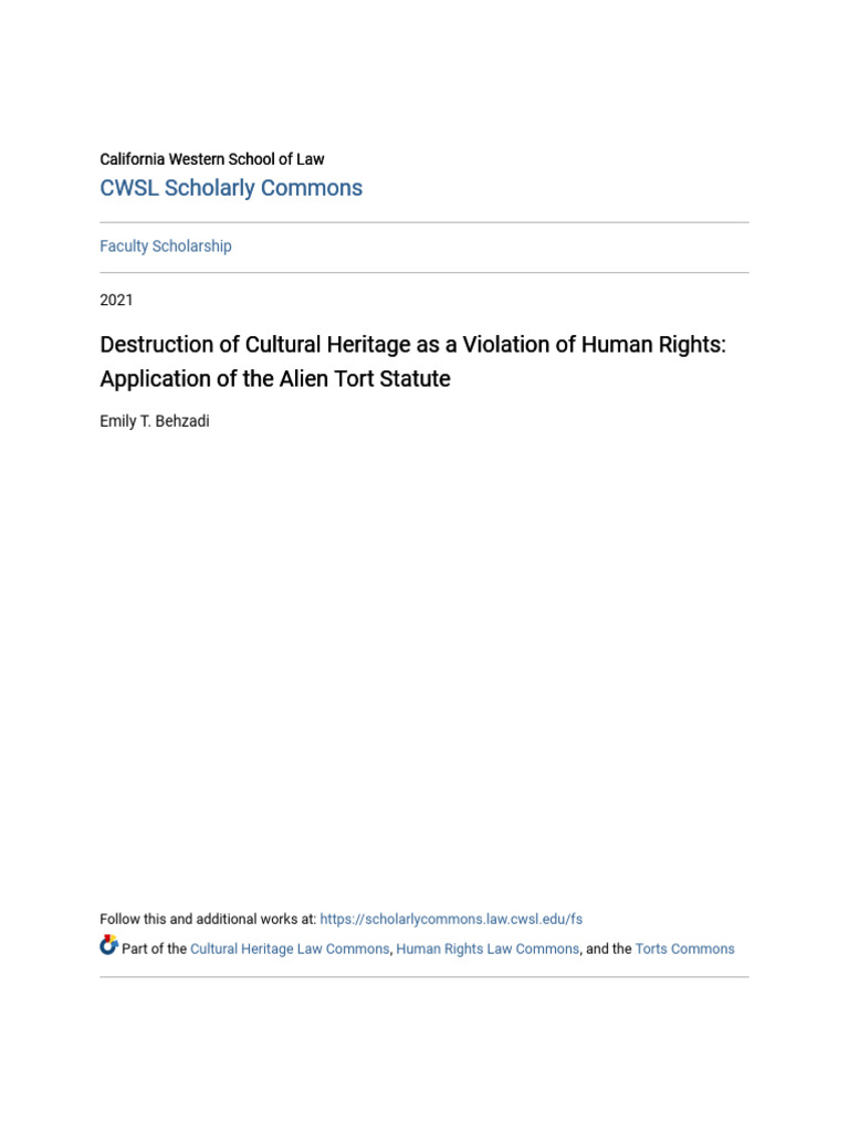 Cultural Heritage Destruction & Human Rights | PDF | Public Law | Justice