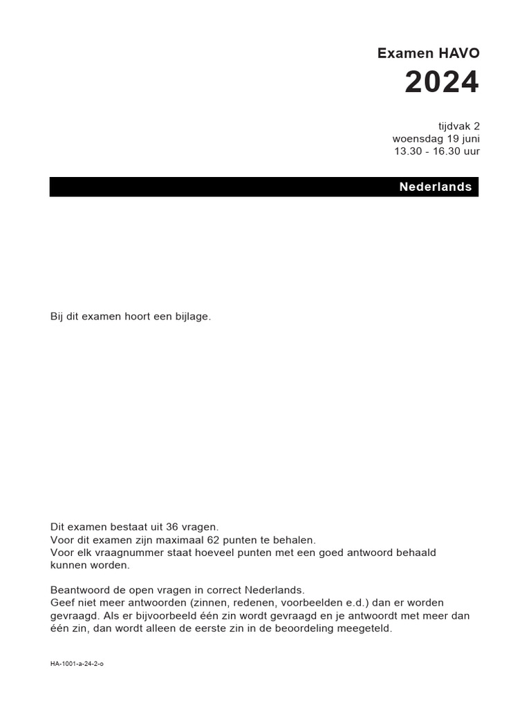 Examen HAVO: Nederlands | PDF