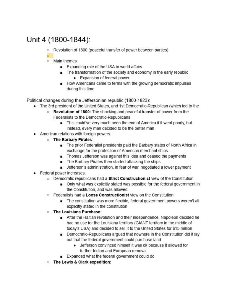Apush Unit 4 Reveiw Notes | PDF | Nullification (U.S. Constitution ...