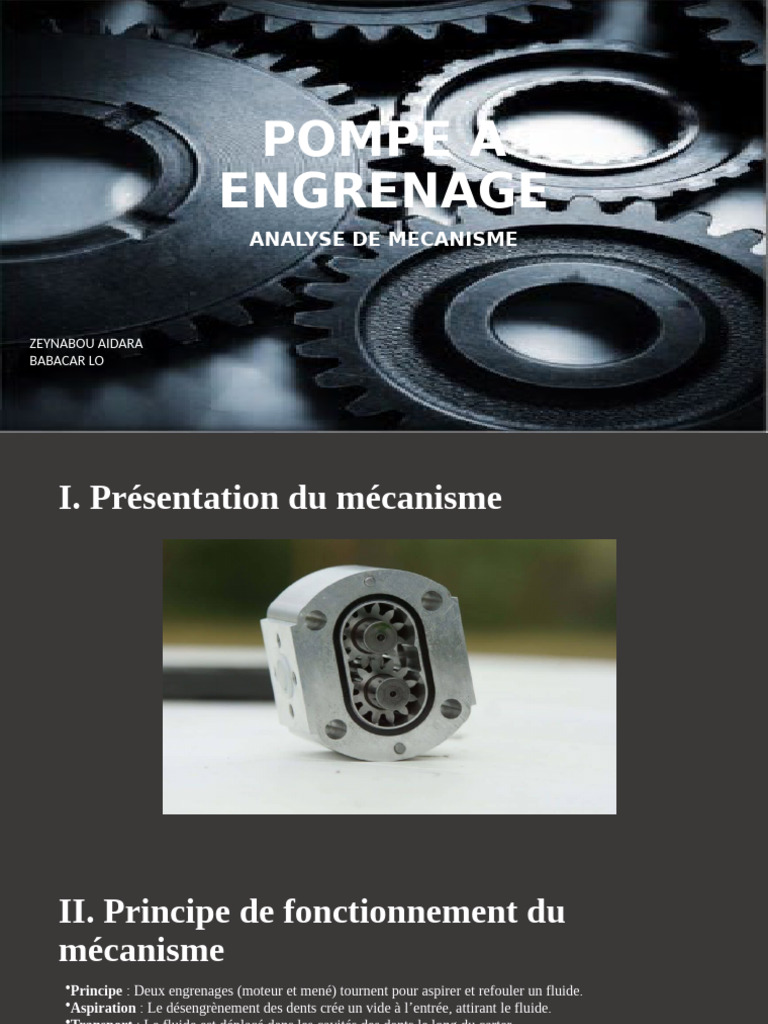 Pompe A Engrenage Power Point | PDF | Engrenage | Pompe