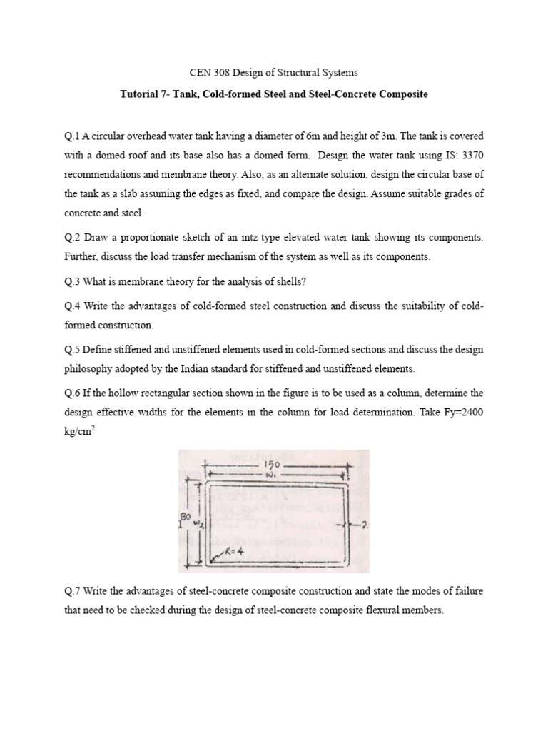 Tut-7- Tank, Coldformed steel and SCC- Spring 2025 | PDF