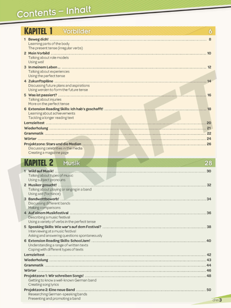 KS3 Stimmt 3 Grun Pupil Book Contents Sample | PDF