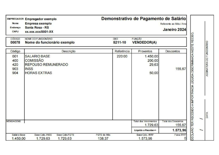 Modelo de Contracheque Baixesoft Formatado e Completo Captura de Tela 2 ...