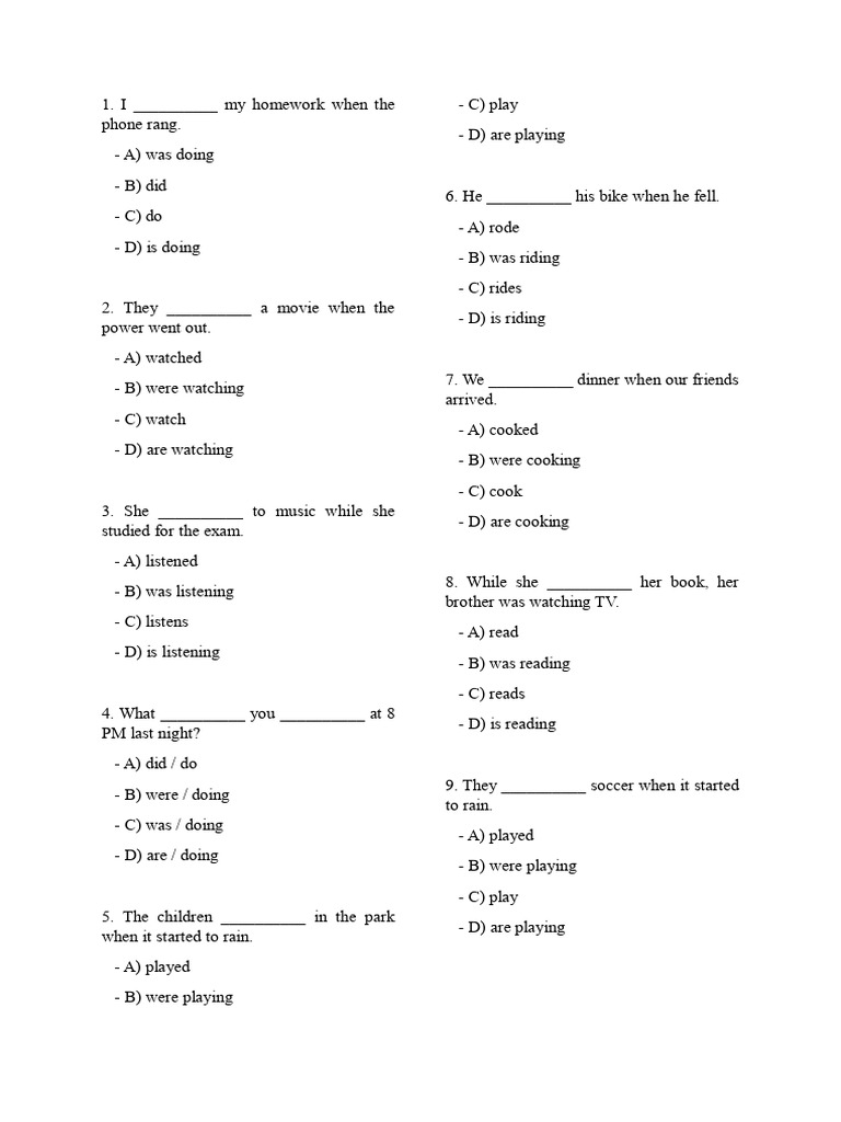 Past Tense and Past Continuous Tense | PDF