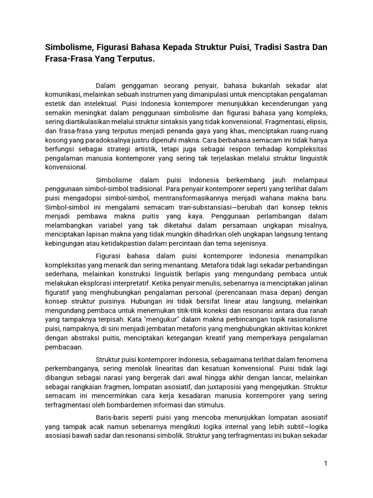 Wacana Puisi-Puisi Kontemporer Indonesia - Tagar Bambu | PDF