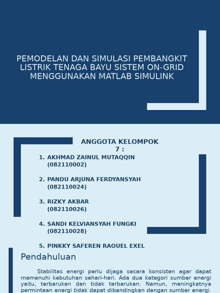 Tim 7 - Pemodelan Dan Simulasi Pembangkit Listrik Tenaga Bayu Sistem On-Grid Menggunakan ...