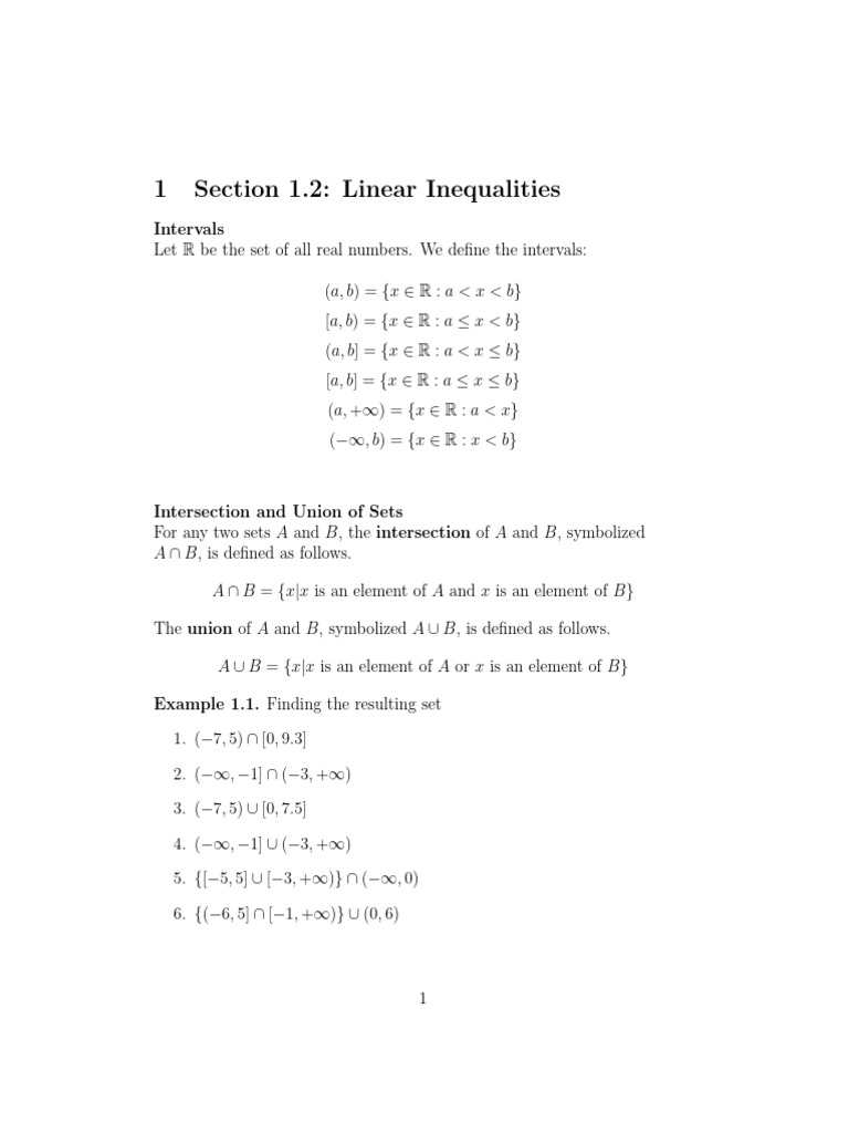 Solving Linear Inequalities in Interval Notation | PDF | Mathematical ...
