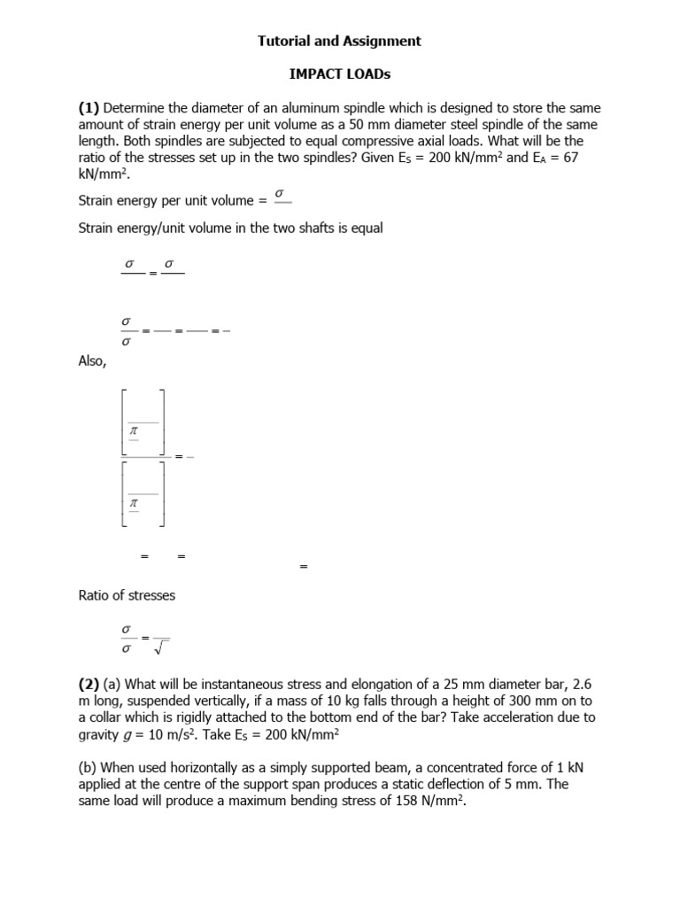 Assignment Impact Loads-1 | PDF | Bending | Beam (Structure)