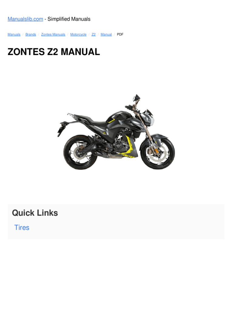 Zontes Z2 Manual: Quick Links | PDF | Manual Transmission | Anti Lock ...