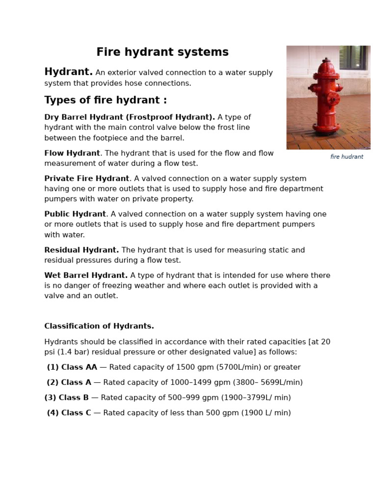 Fire Hydrant System Overview and Types | PDF | Firefighting | Hydraulic ...
