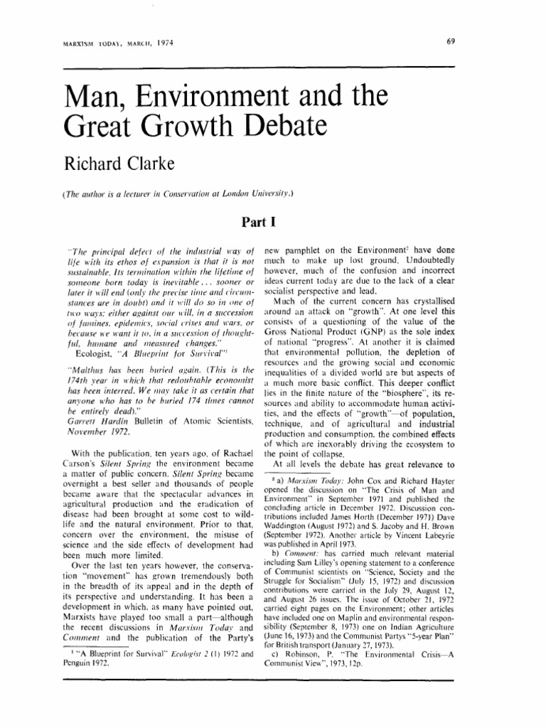 Man, Environment and The Great Growth Debate, Part 1 | PDF | Economics ...