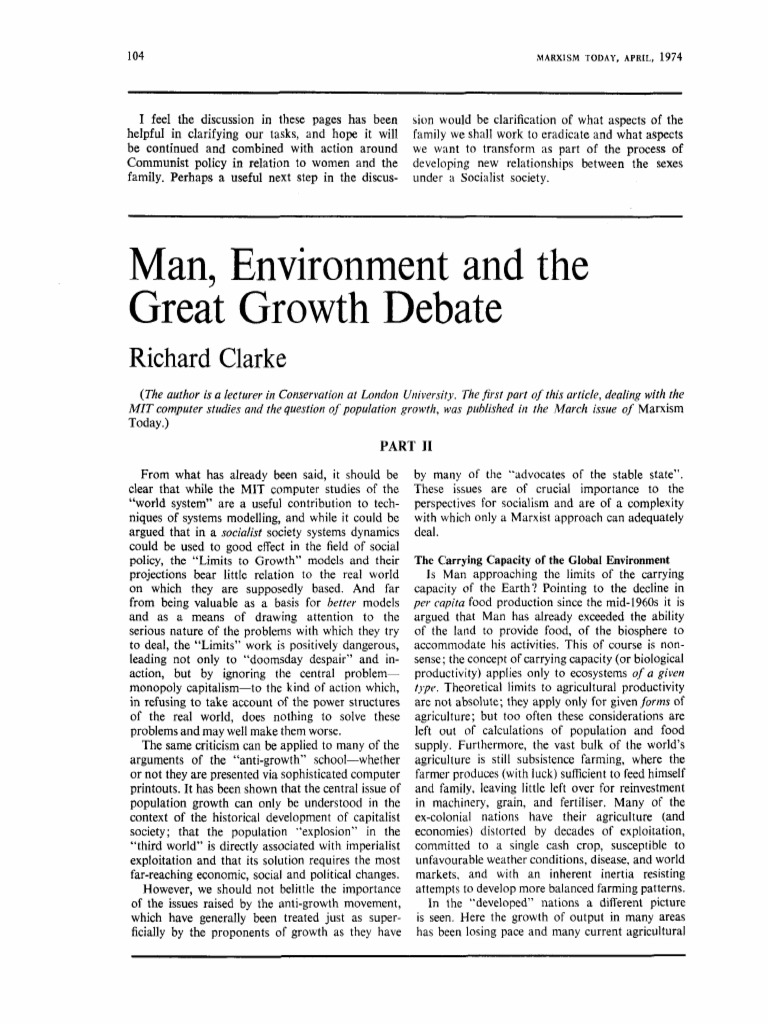Man, Environment and The Great Growth Debate, Part II | PDF | Nuclear ...