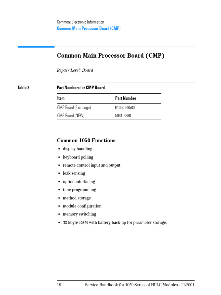 CMP Board Overview for 1050 HPLC Modules | PDF | Power Supply | Central ...