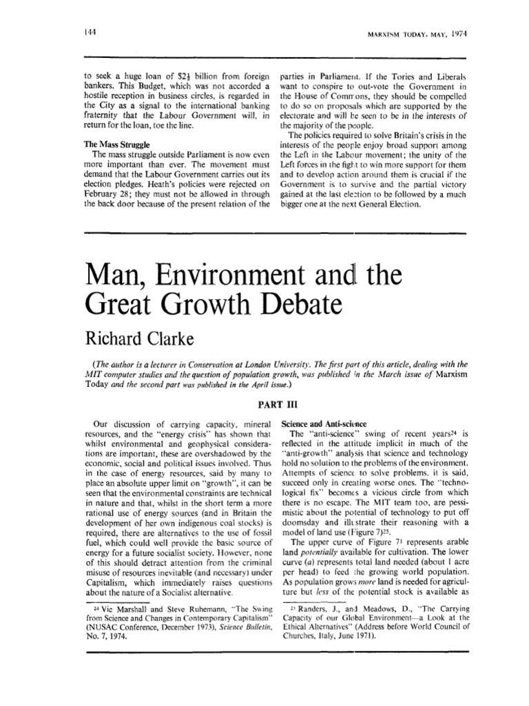 Man, Environment and The Great Growth Debate, Part III | PDF ...