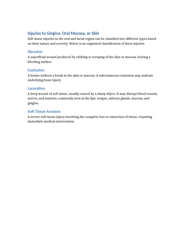 Soft Tissue Injuries Classification | PDF