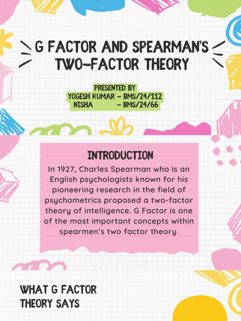 Spearman's G Factor and Two-Factor Theory | PDF | Intelligence | Cognition