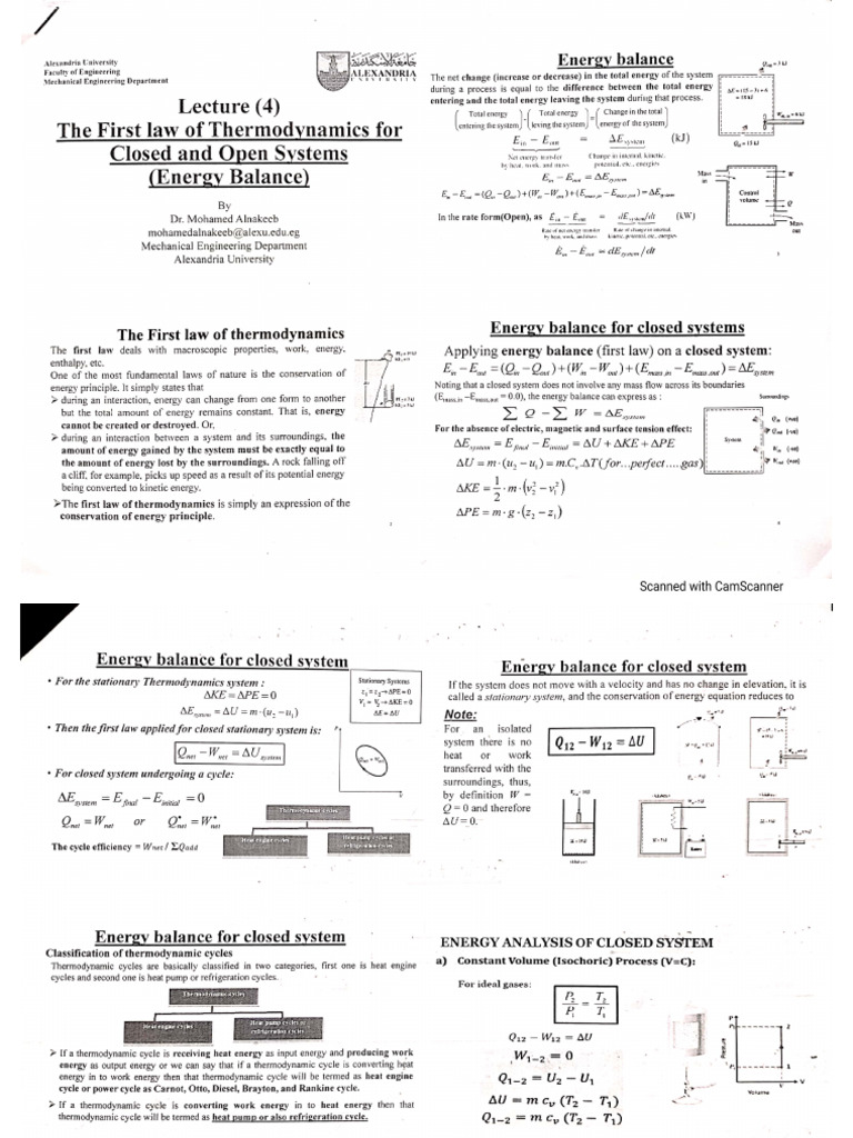 Lecture 4 Notes Thermofluids PDF | PDF