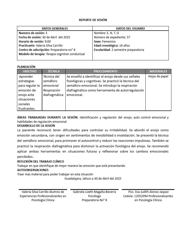 Reporte de Sesión 3 ENTO | PDF