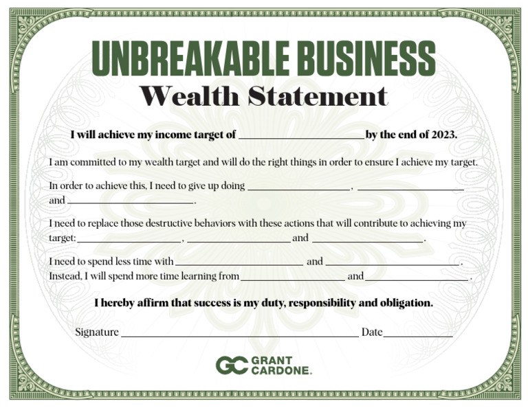 Unbreakable Business Wealth Statement | PDF