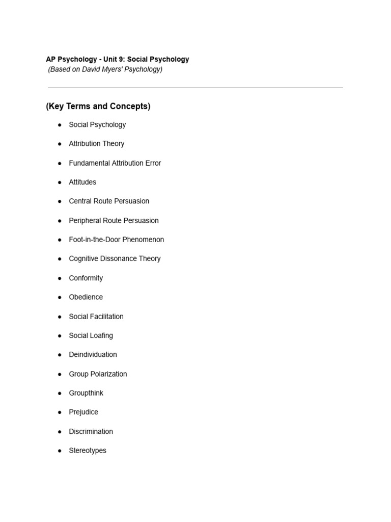 Ap Psych Unit 9 Cornell Notes | PDF | Persuasion | Attitude (Psychology)