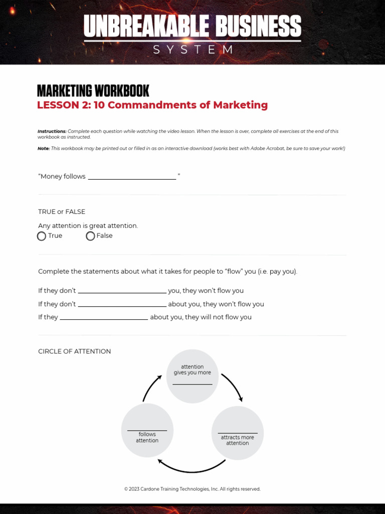 10 Commandments of Marketing Workbook | PDF