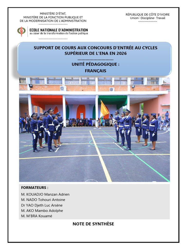 Support de Cours Note de Synthese 2025 Corrige | PDF | Phrase | Orthographie