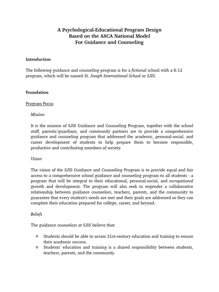 Psychological-Educational Program Design Based On ASCA National Model For Guidance and ...