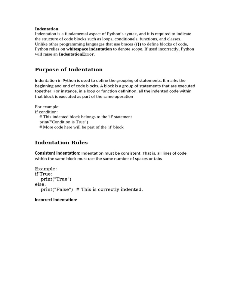 Python Indentation Explained | PDF