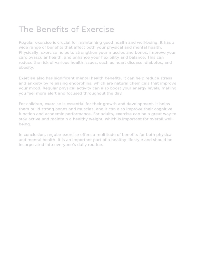 The Benefits of Exercise | PDF