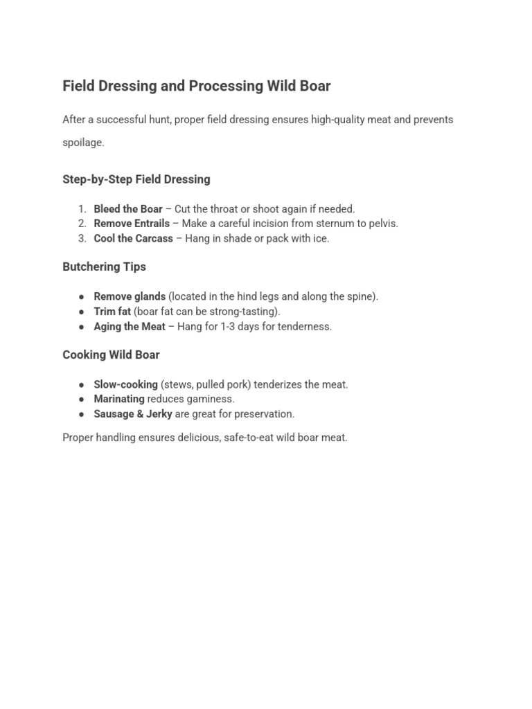Field Dressing Wild Boar Guide | PDF
