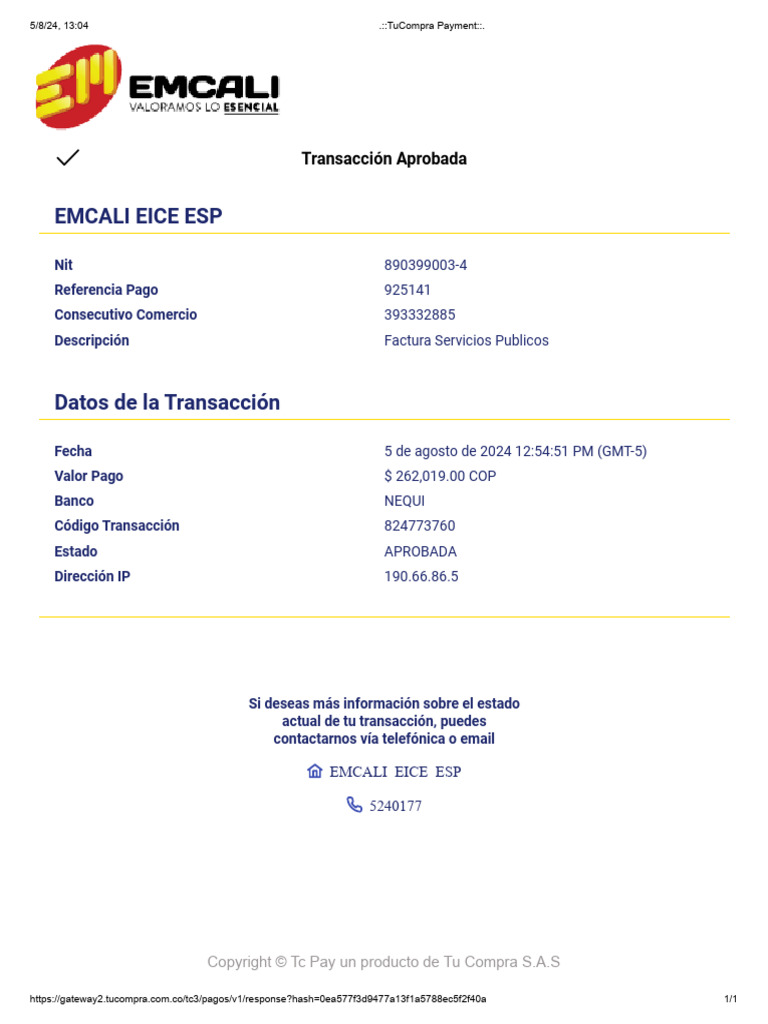 Pago Factura Emcali | PDF