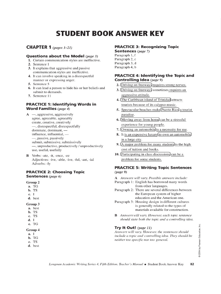Answer Key Advanced Writing | PDF