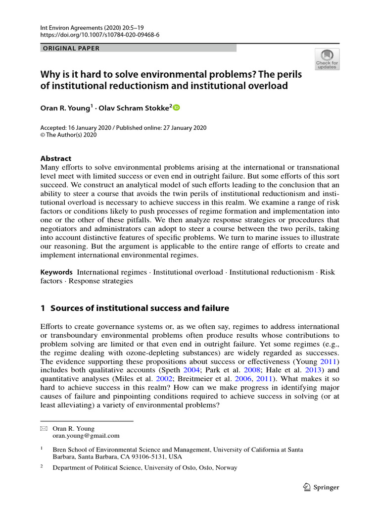 Why is It Hard to Solve Environmental Problems_ the Perils __of ...