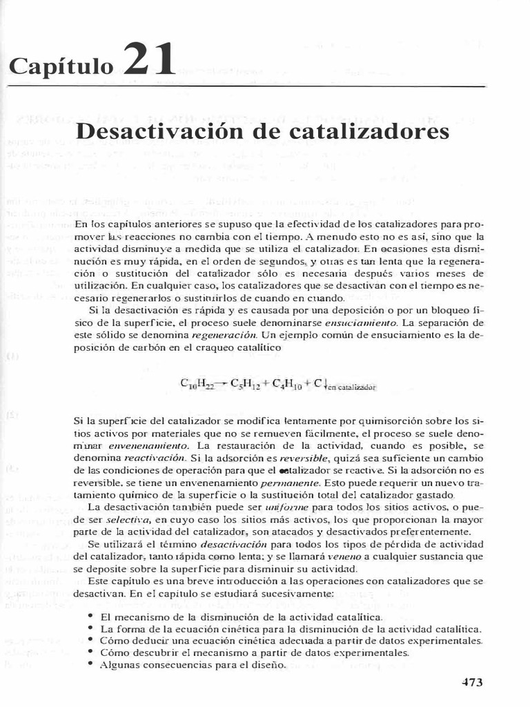 Desactivación y regeneración de catalizadores | PDF | Catálisis ...
