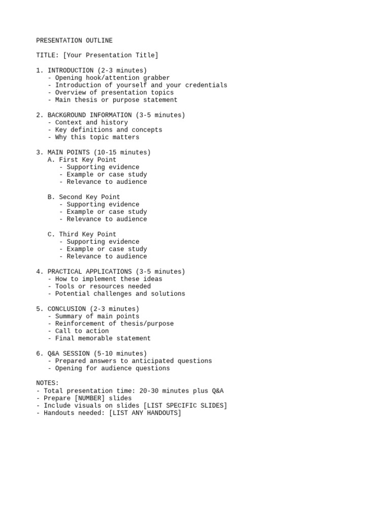 Presentation Outline Template | PDF