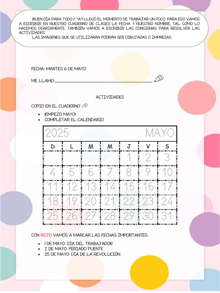 Actividades de Mayo para Primer Grado | PDF