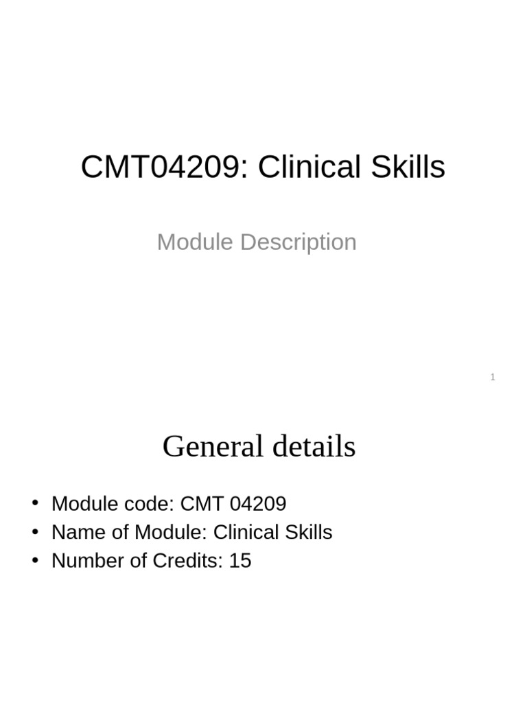 Clinical SkilIs - Module Description | PDF | Medicine | Simulation