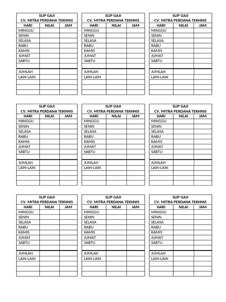 Slip Gaji Karyawan CV. Mitra Perdana | PDF