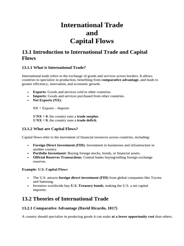 International Trade Capital Flows (1) | PDF | Exports | Balance Of Trade