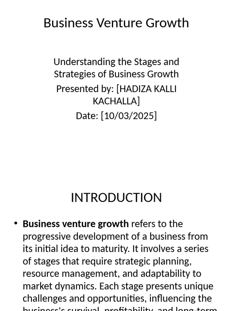 Business Venture Growth | PDF | Entrepreneurship | Venture Capital