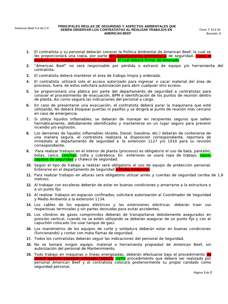 Reglamento Proovedor | PDF | Residuos