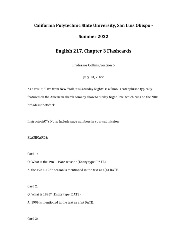 ENGLISH_217_CHAPTER_3_FLASHCARDS | PDF