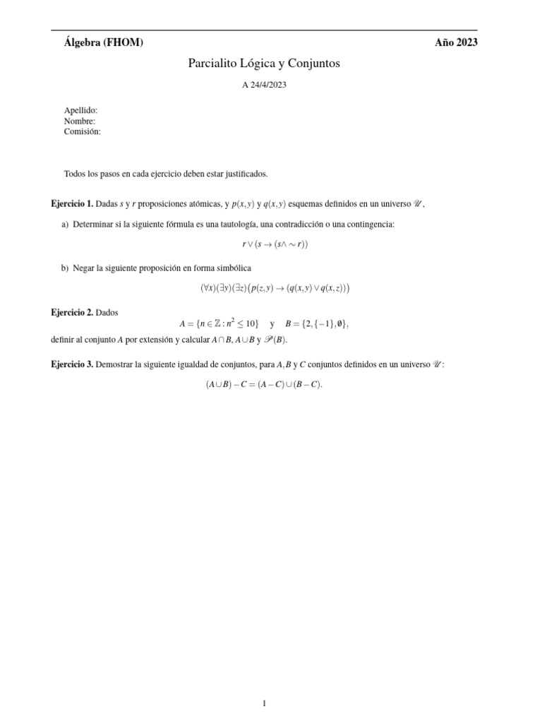 Parcialito_LyC-2023 | PDF | Proposición | Metalogica