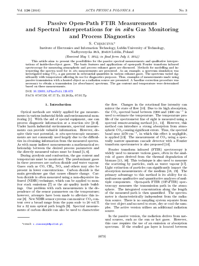 Passive Open Path FTIR Measurements | PDF | Absorption Spectroscopy ...