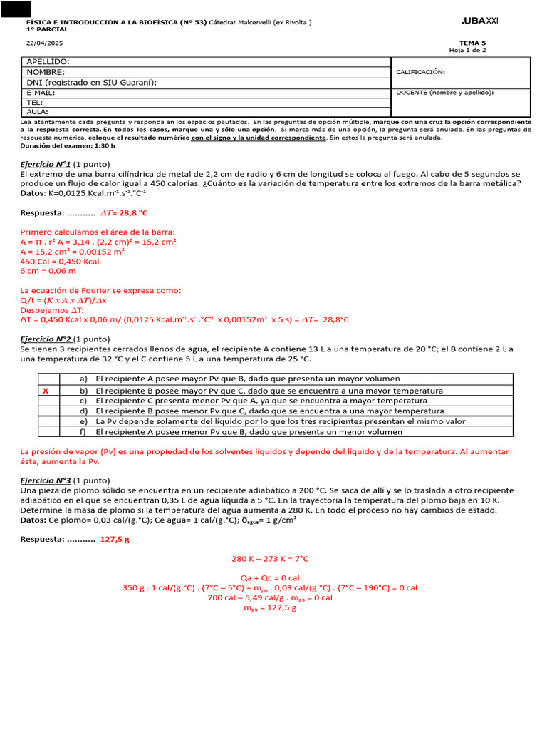1P 1C 2025 T5 Clave | PDF | Humedad | Vapor