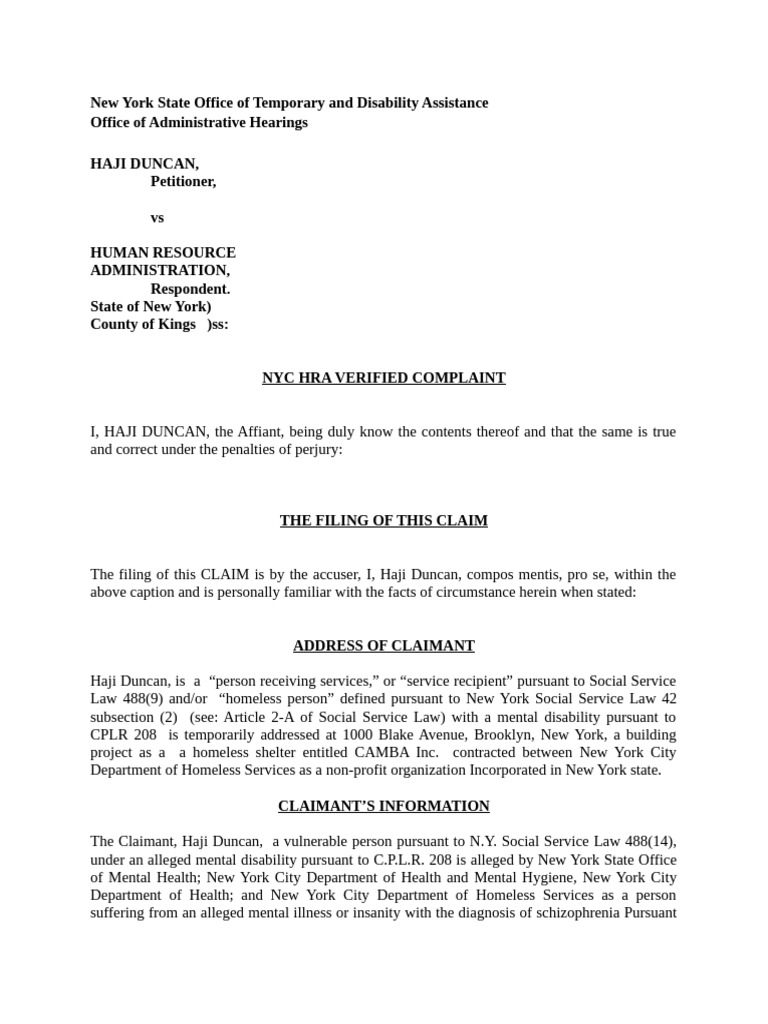 Hra. Complaint | PDF | Criminal Law | Homelessness