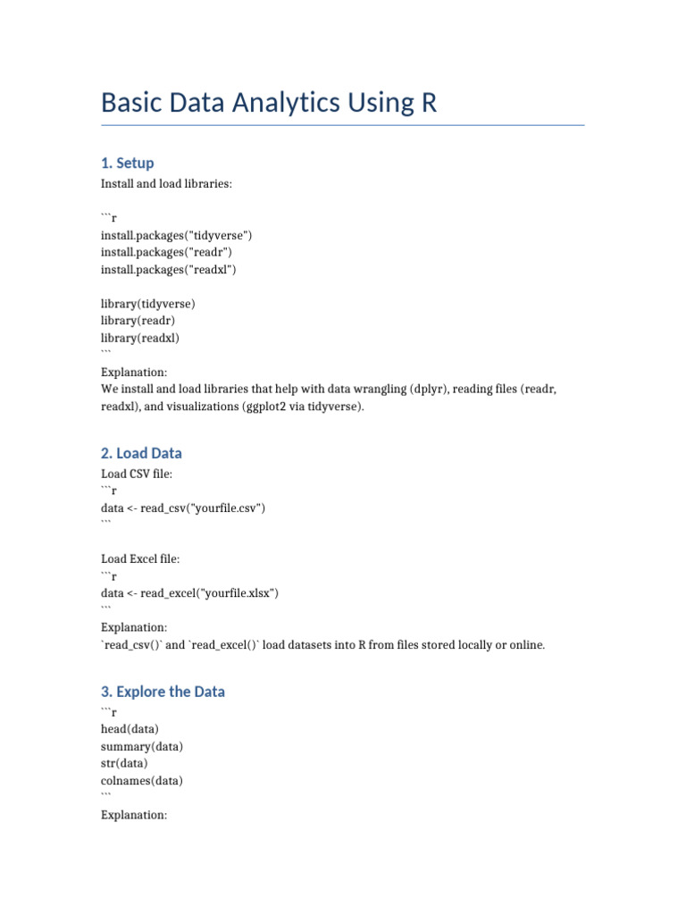 Basic Data Analytics Using R | PDF